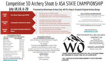 WO 3D Archery Shoot/ASA STATE CHAMPIONSHIP – Winterhawk Outfitters